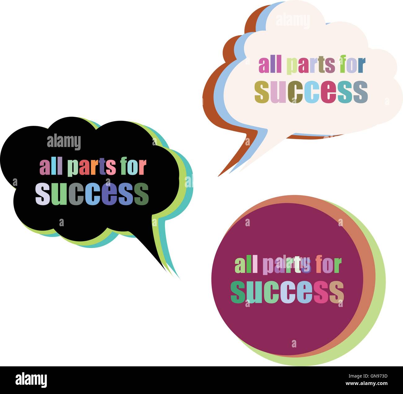 all parts for success. Set of stickers, labels, tags. Icon set. Icon ...