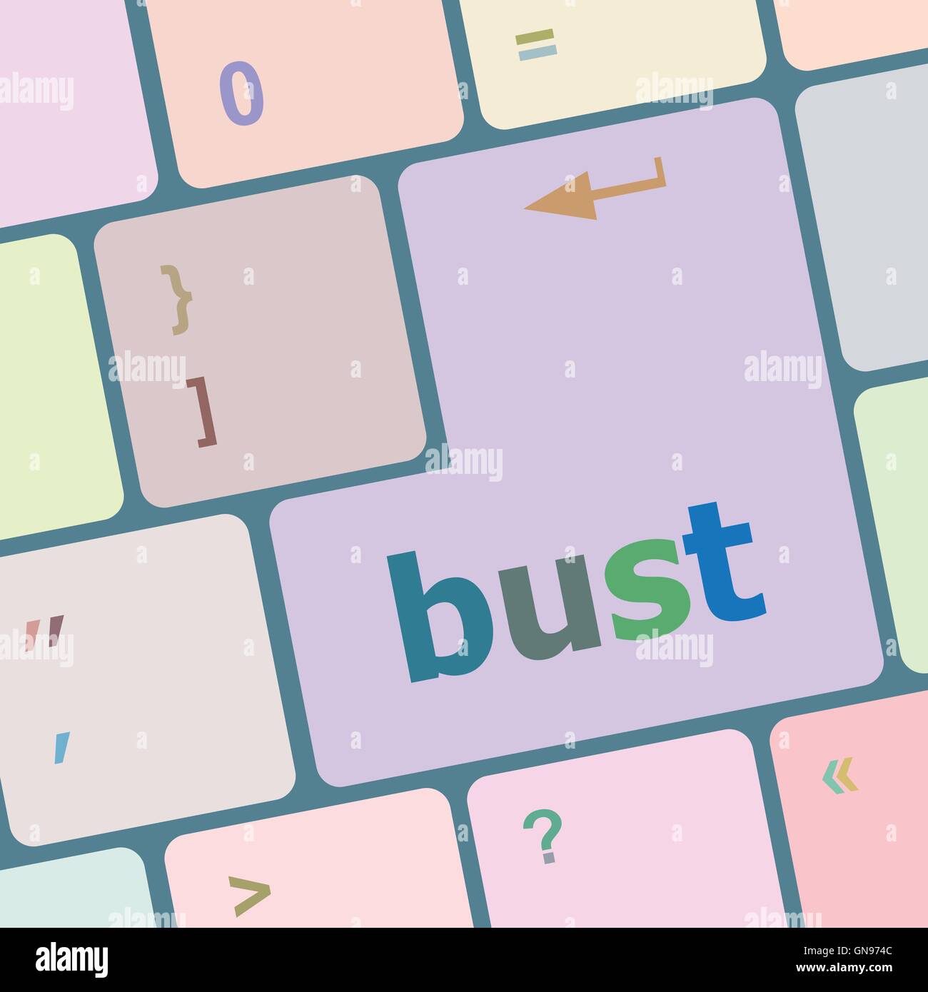 bust word icon on laptop keyboard keys vector illustration Stock Vector ...