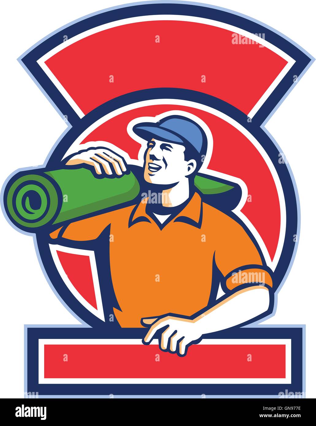 Carpet Layer Carrying Mat Circle Retro Stock Vector Image & Art - Alamy