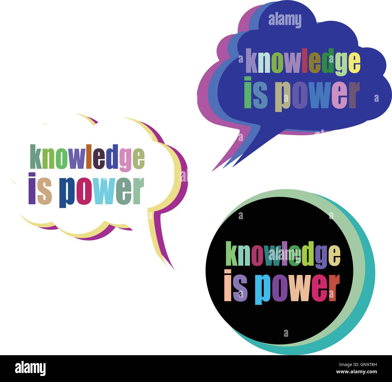 knowledge is power. Set of stickers, labels, tags. Template for ...