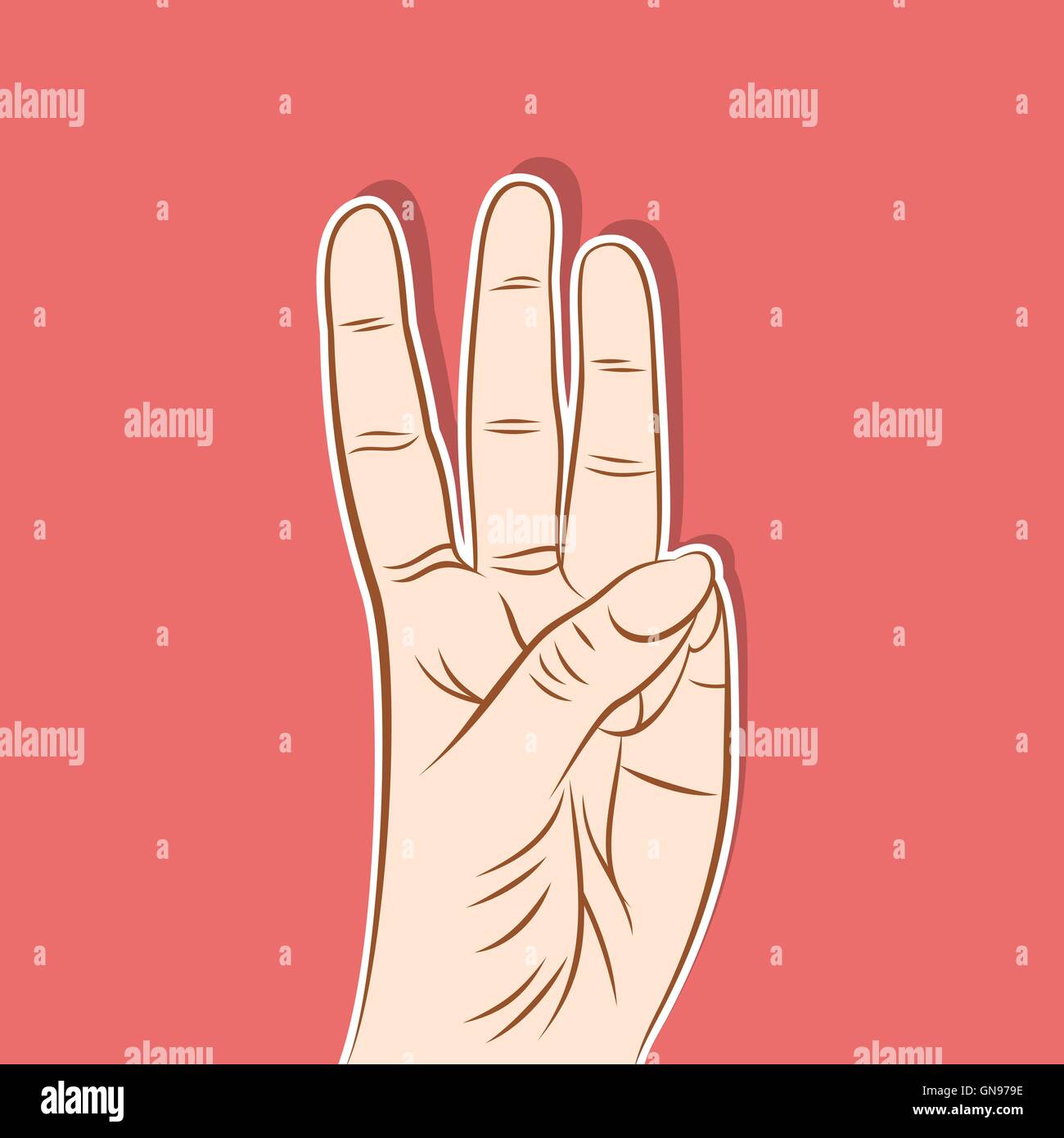 Three finger hand gesture Stock Vector Images - Alamy