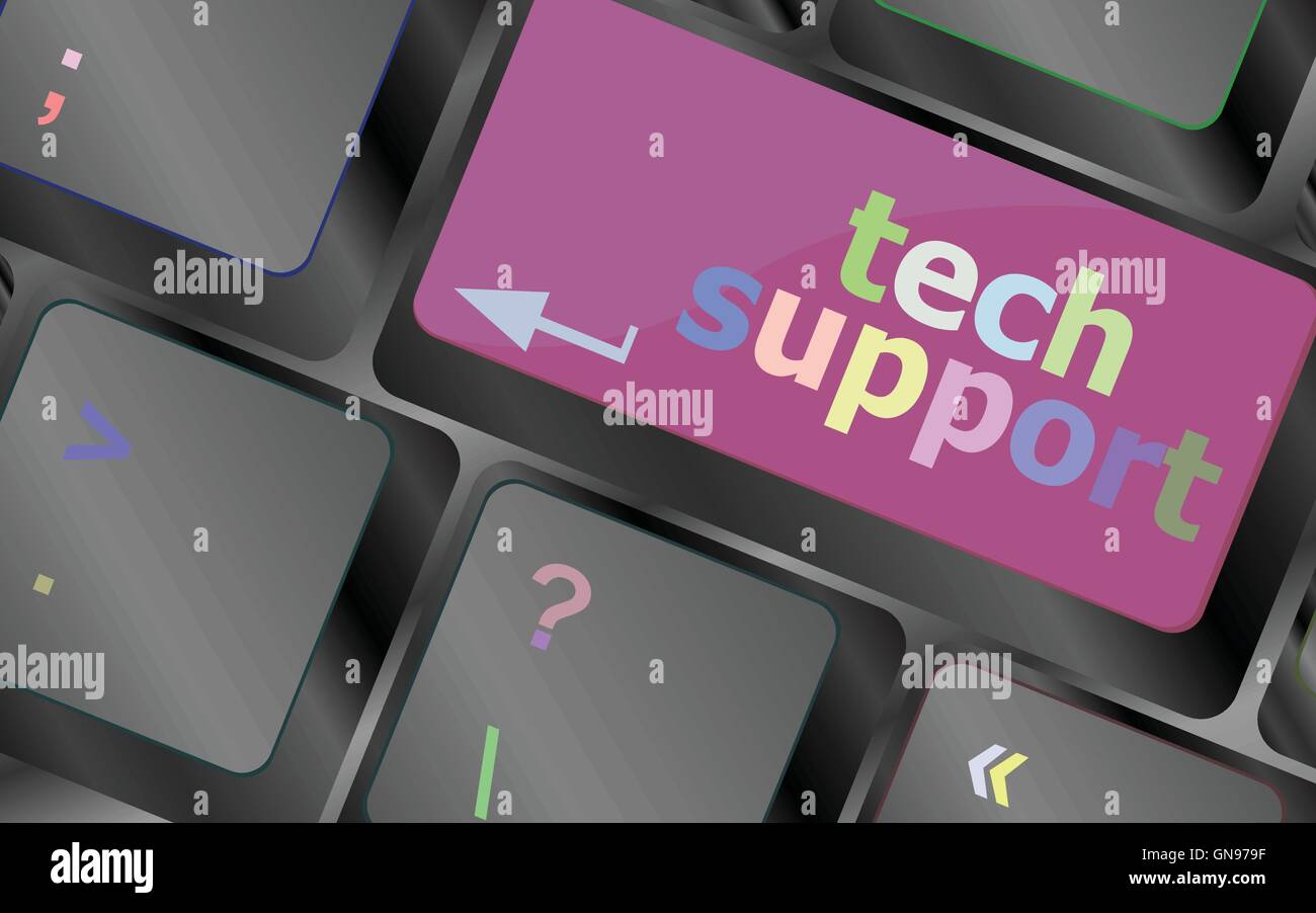 tech support keyboard button - business concept vector vector keyboard key. keyboard button ...