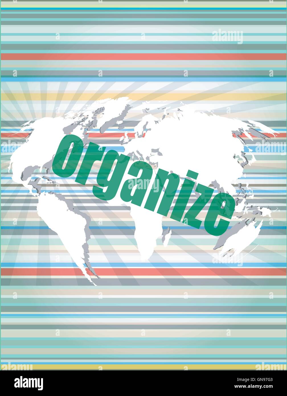 social concept: word organize on digital touch screen background vector ...