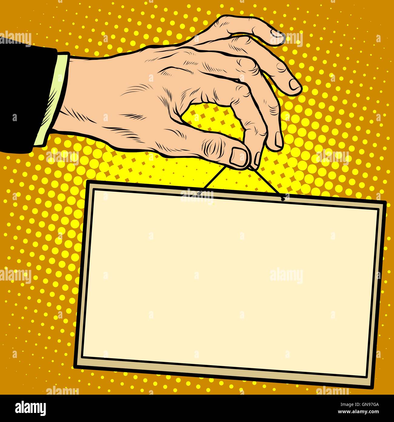 Hand holding a sign Stock Vector Image & Art - Alamy