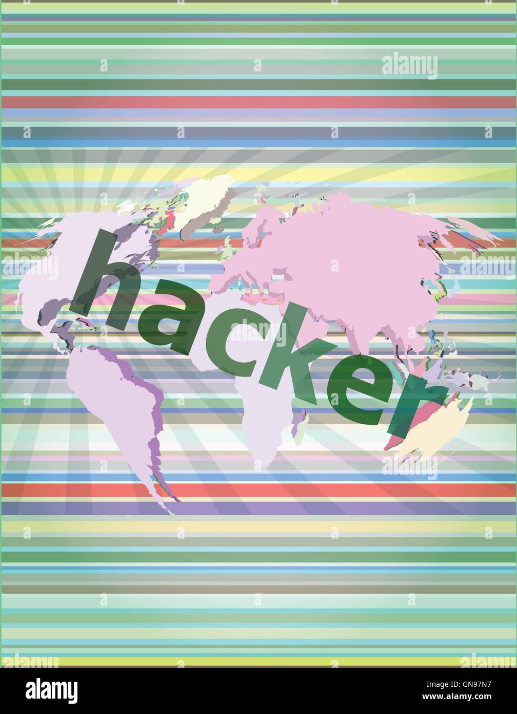 Privacy concept: words Hacker on digital background vector illustration ...