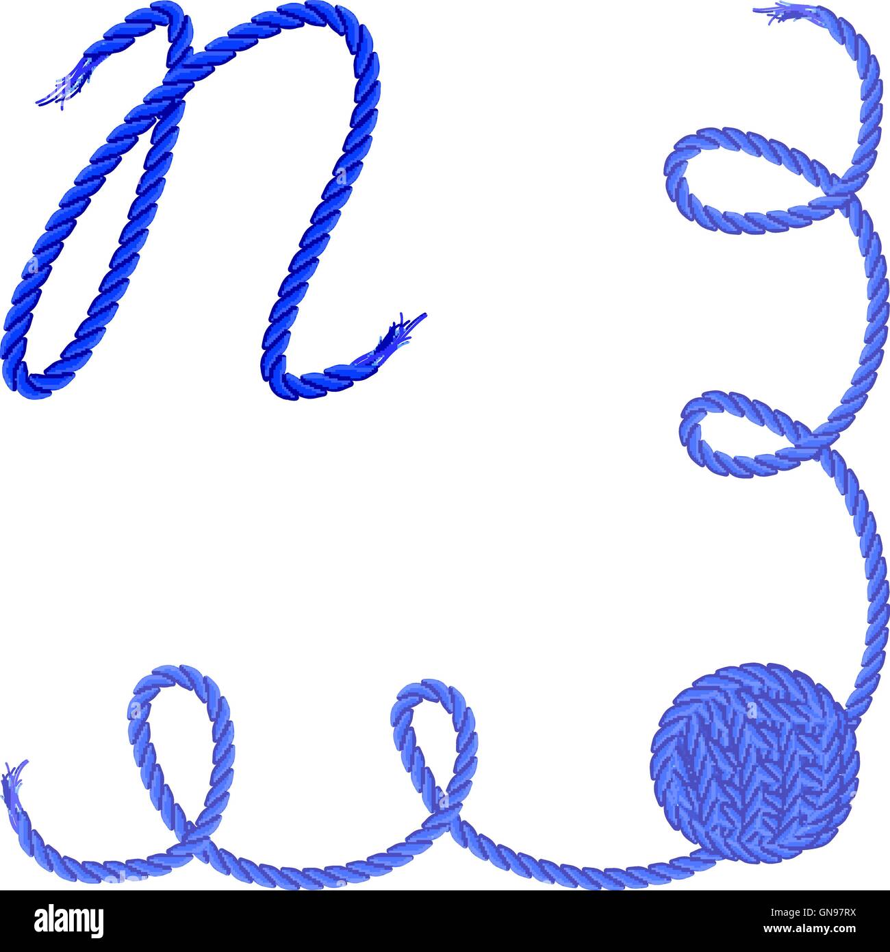 Letter N. Alphabet font vector - yarn, rope, cable Stock Vector Image ...