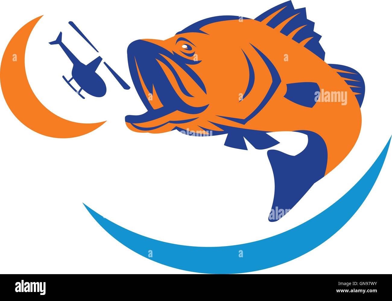 Barramundi Jumping Helicopter Retro Stock Vector Image & Art - Alamy