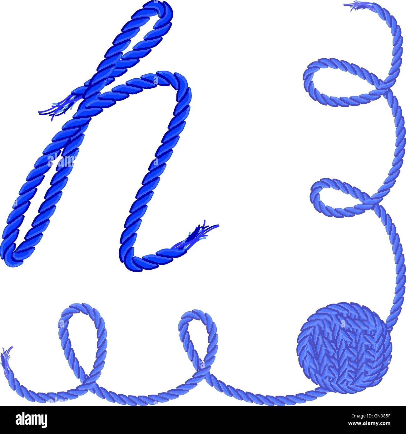 Letter H. Alphabet font vector - yarn, rope, cable Stock Vector Image ...