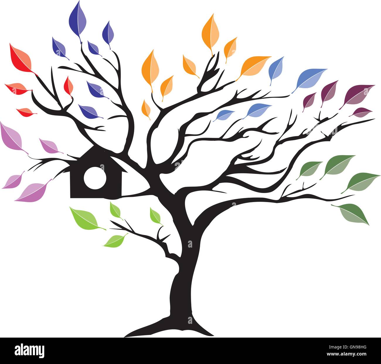 Bird House Tree Stock Vector Image & Art - Alamy