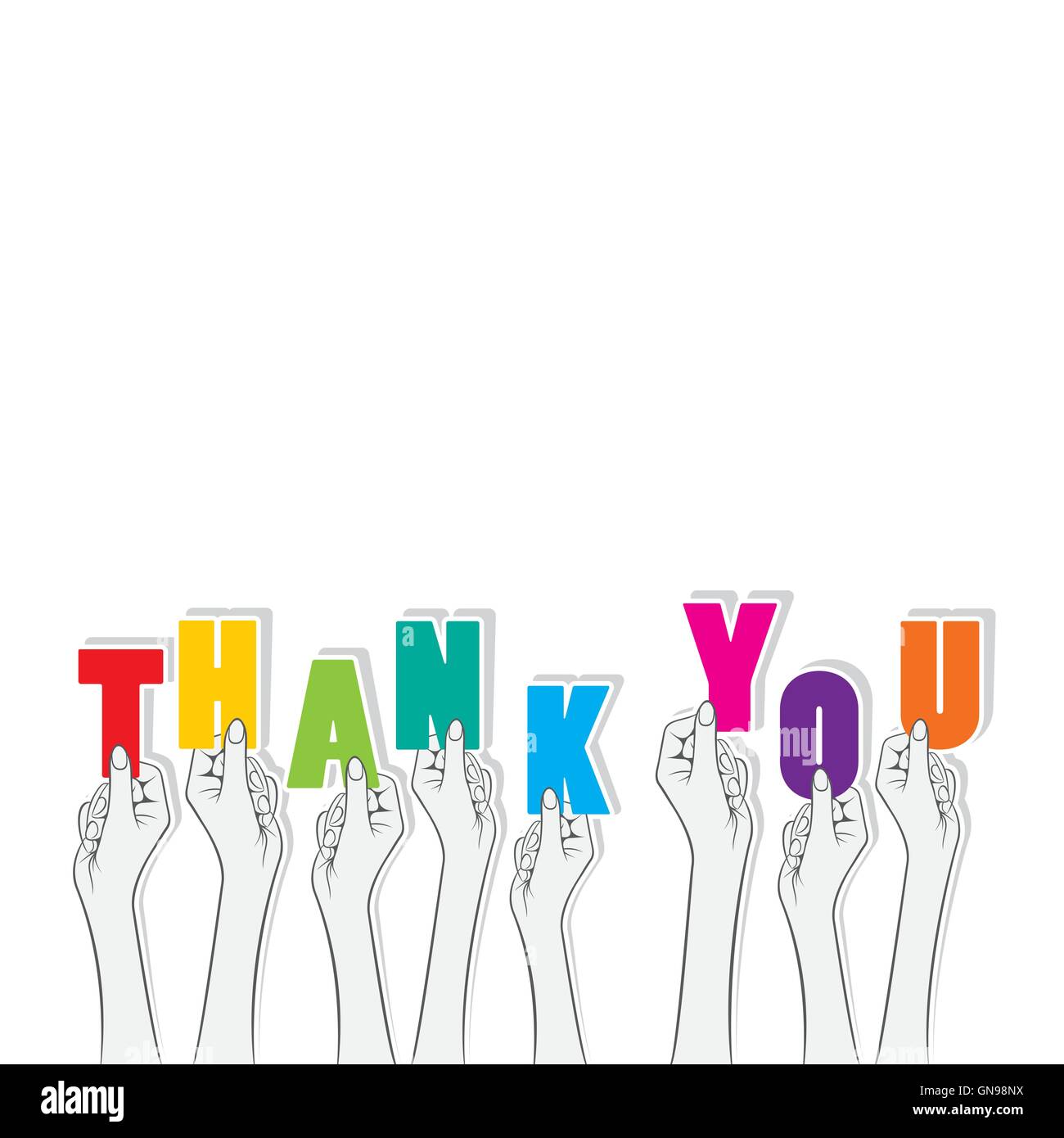 Thank message in hand Stock Vector Images - Alamy