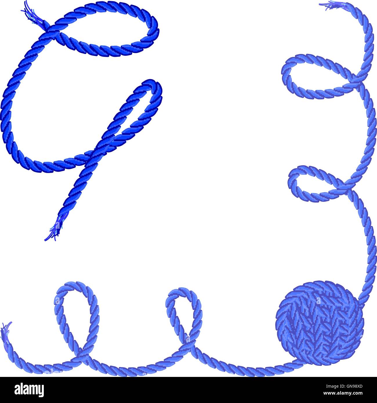 Letter Q. Alphabet font vector - yarn, rope, cable Stock Vector Image ...
