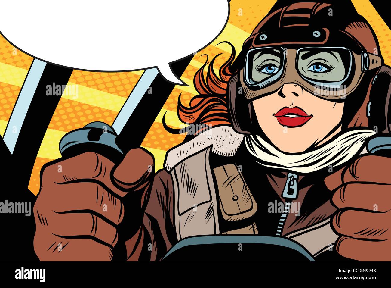 Girl retro pilot on the plane Stock Vector Image & Art - Alamy