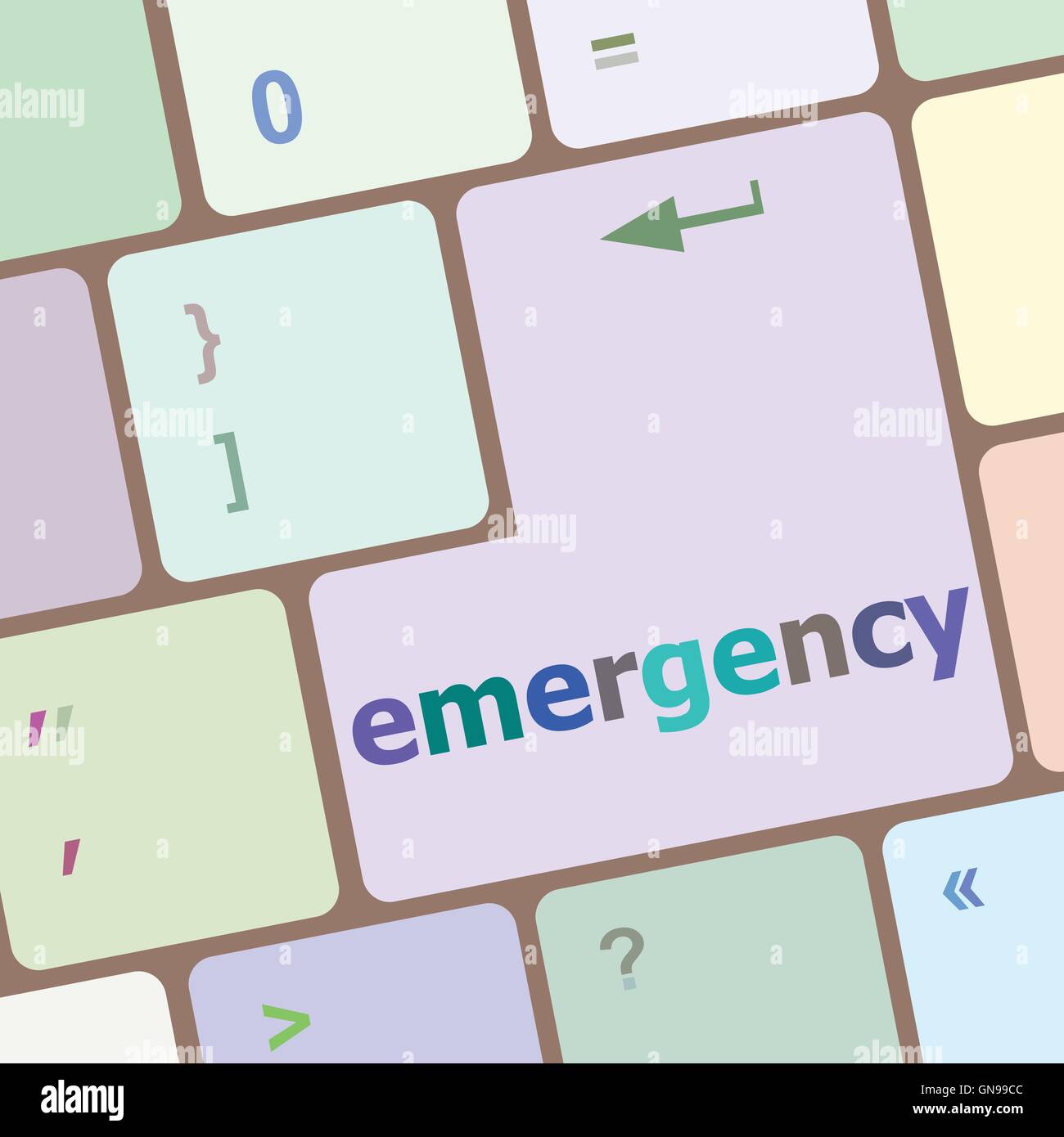emergency word on keyboard key, notebook computer button vector ...