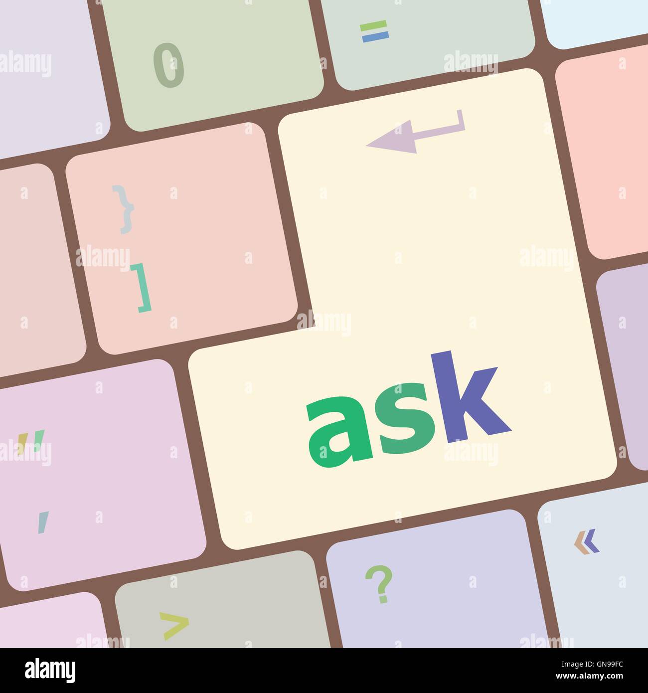 ask button on computer keyboard key vector illustration Stock Vector ...