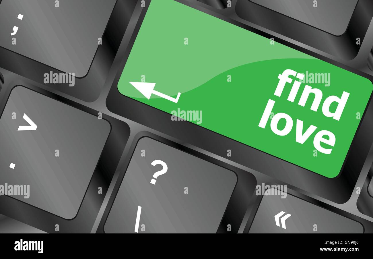 A keyboard with a find love button - social concept. Keyboard keys icon button vector Stock ...