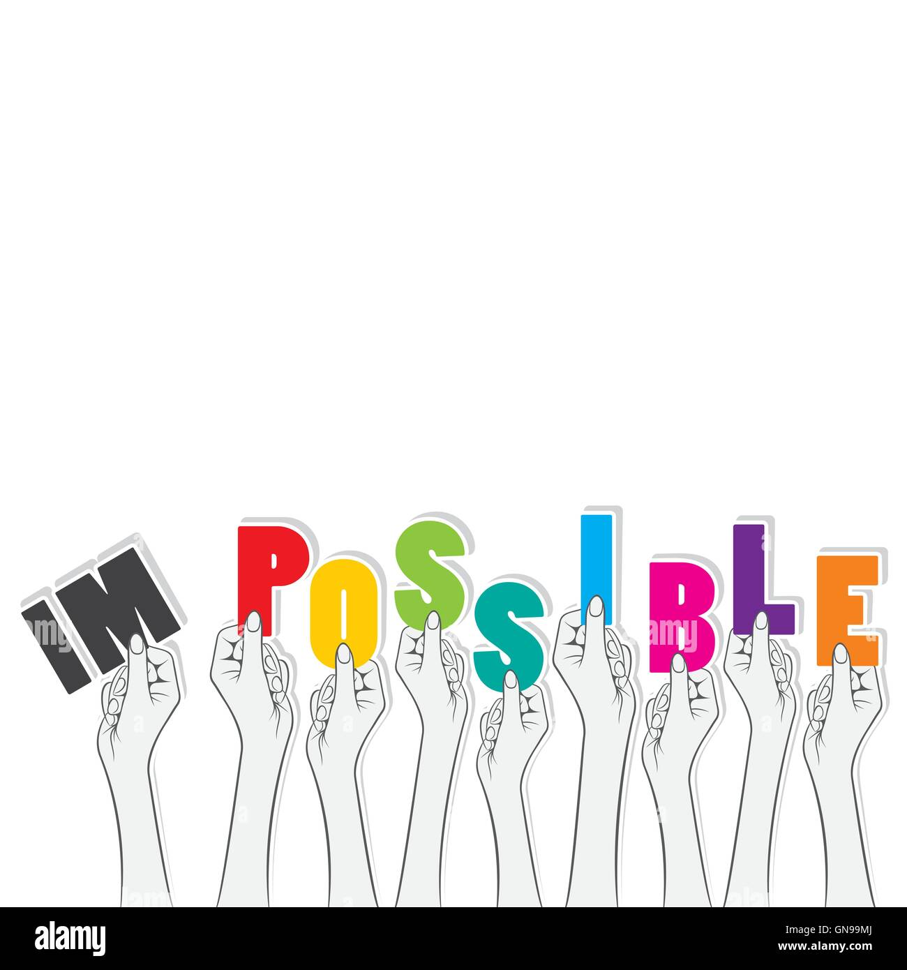 impossible word hold in hand transform in to possible design concept ...