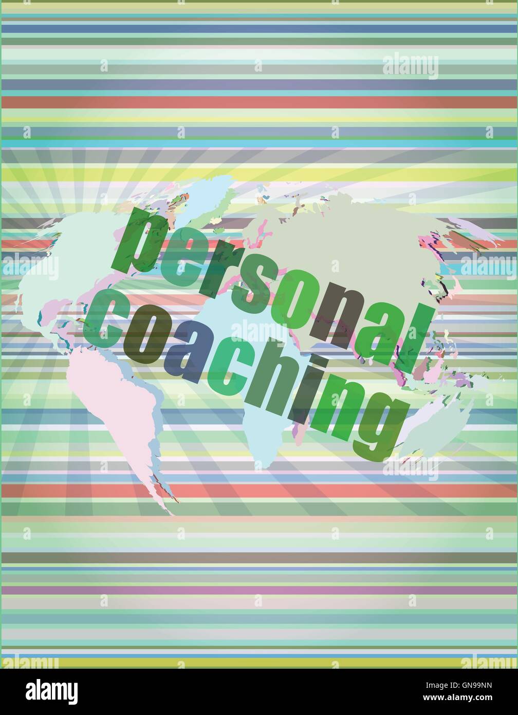 word personal coaching on digital screen 3d, business concept vector ...