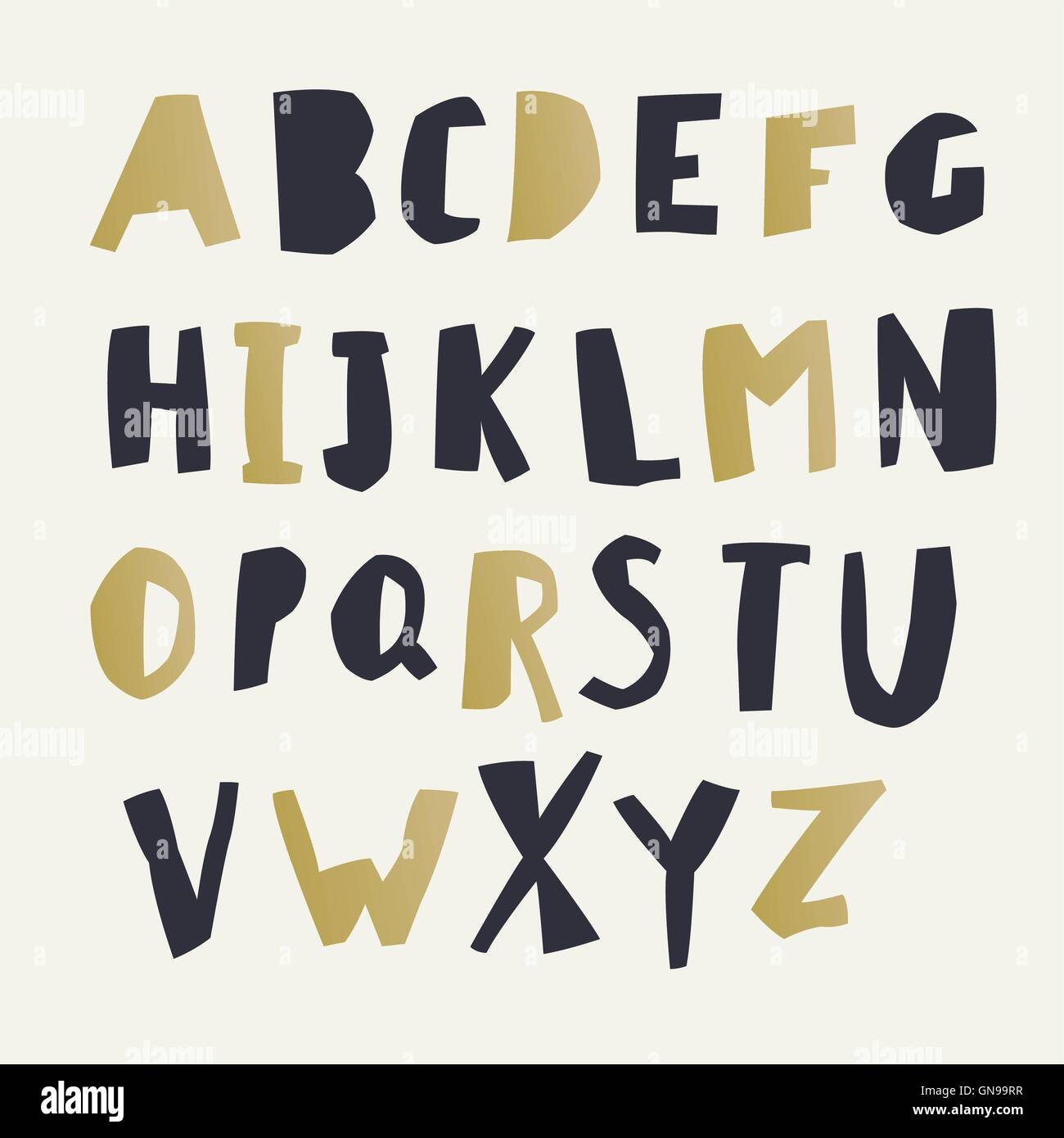 Paper Cut Alphabet. Black and gold letters. Easy edited color of Stock ...