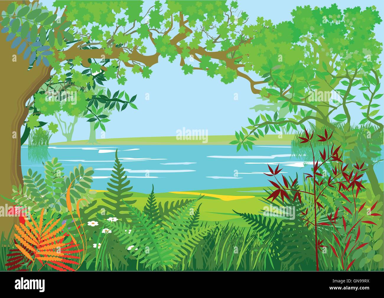 Nature landscape with trees Stock Vector Image & Art - Alamy
