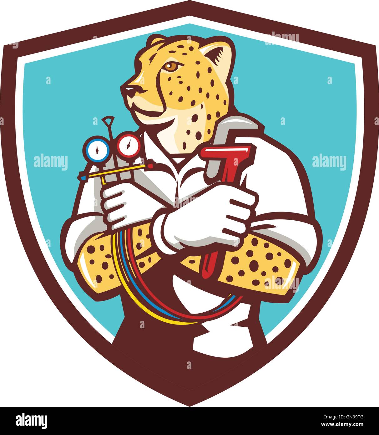 Cheetah Heating Specialist Crest Cartoon Stock Vector Image & Art - Alamy