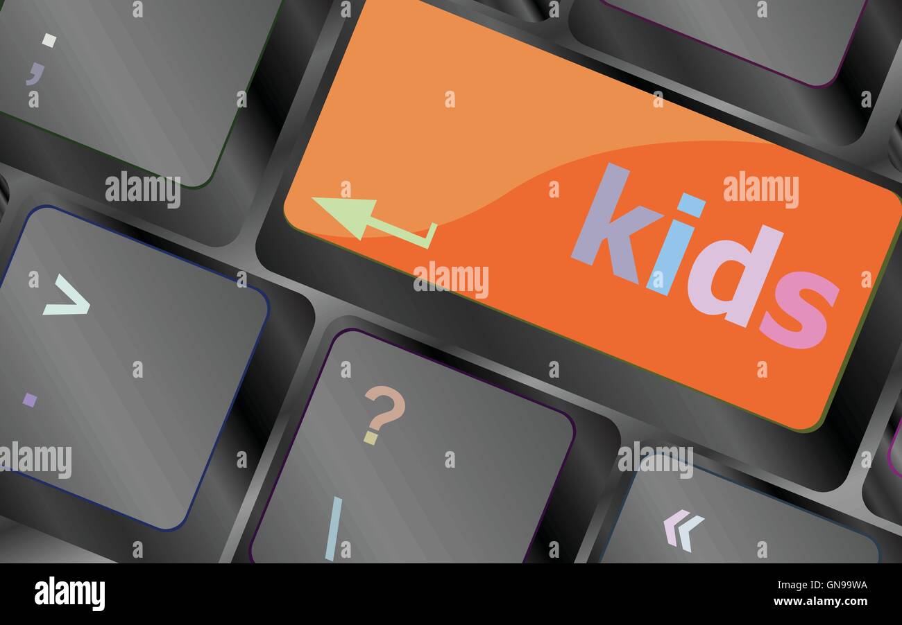 kids key button in a computer keyboard vector keyboard key. keyboard button. Vector illustration ...