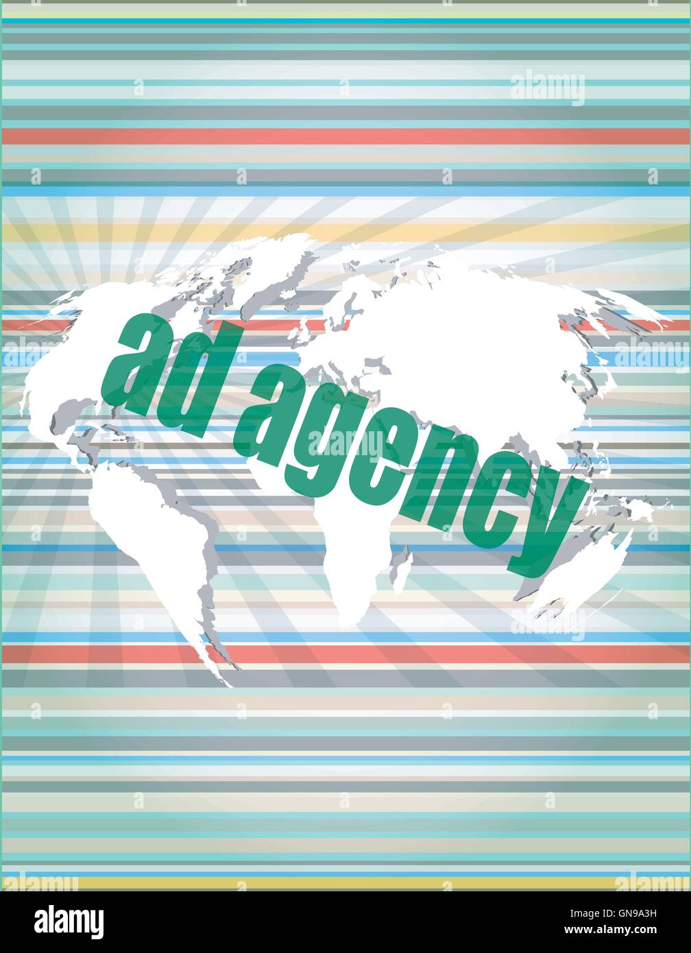 Pixeled word Ad agency on digital screen 3d render vector quotation ...