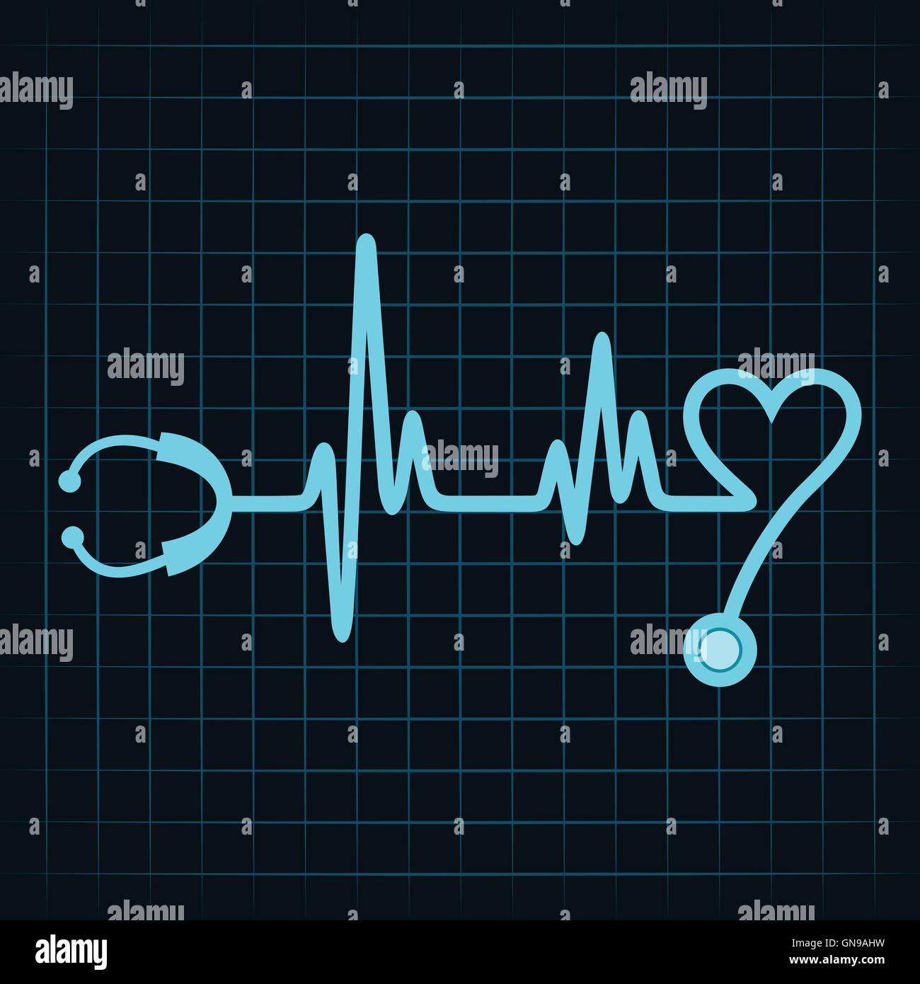 Stethoscope make a heartbeat stock vector Stock Vector Image & Art - Alamy