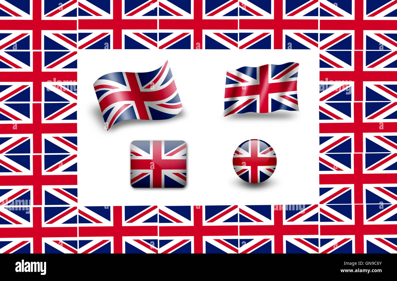 united kingdom flag icon set UK Stock Photo - Alamy