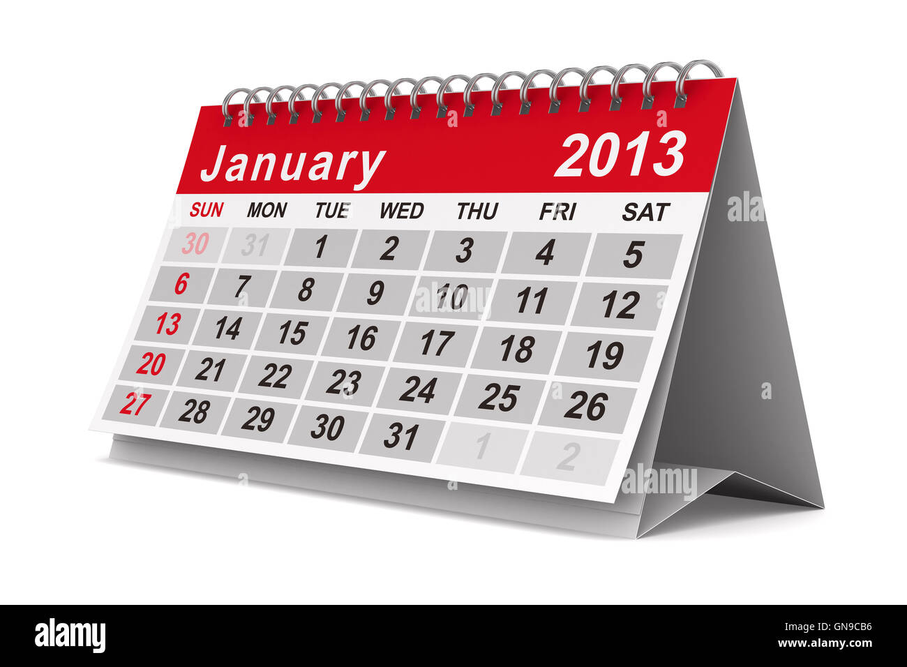 2013 year calendar. January. Isolated 3D image Stock Photo - Alamy