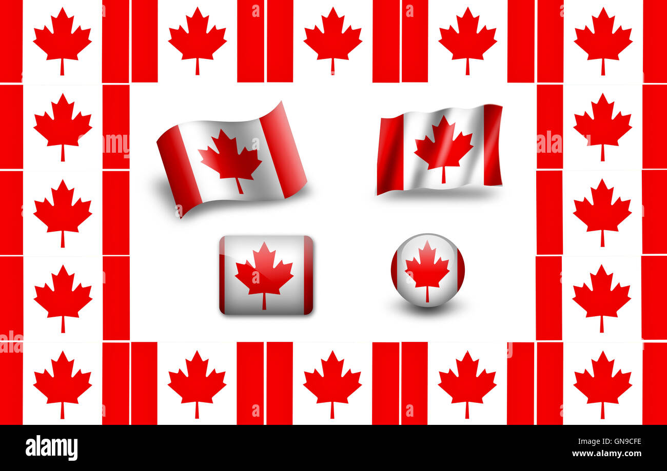 Flag of Canada. icon set. flags frame Stock Photo - Alamy