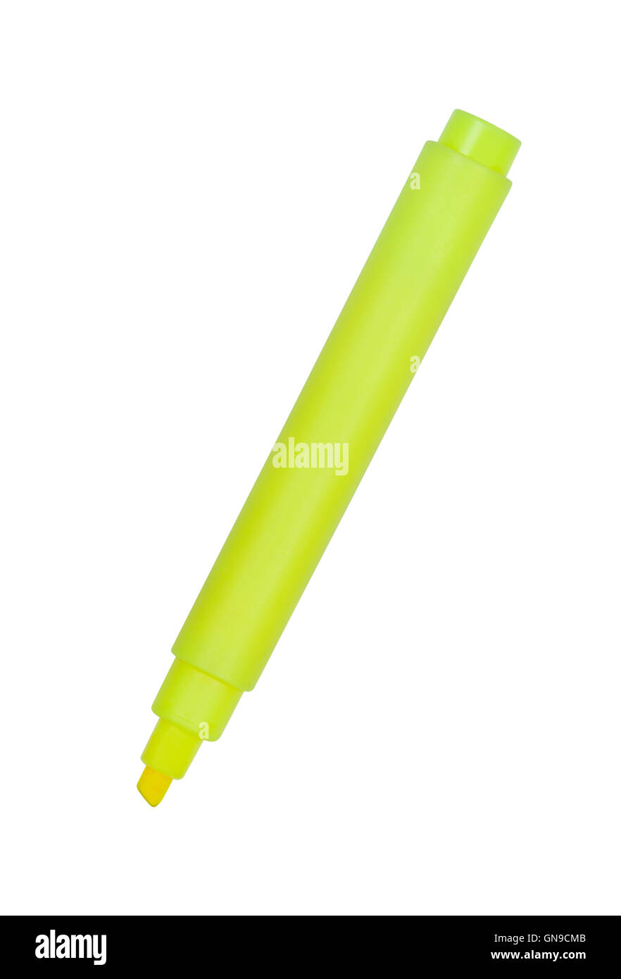 Yellow marker isolated on white background Stock Photo - Alamy