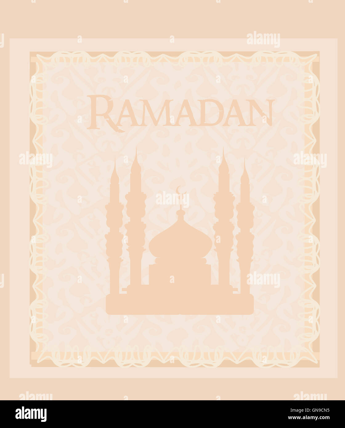 Ramadan background - mosque silhouette vector card Stock Photo - Alamy