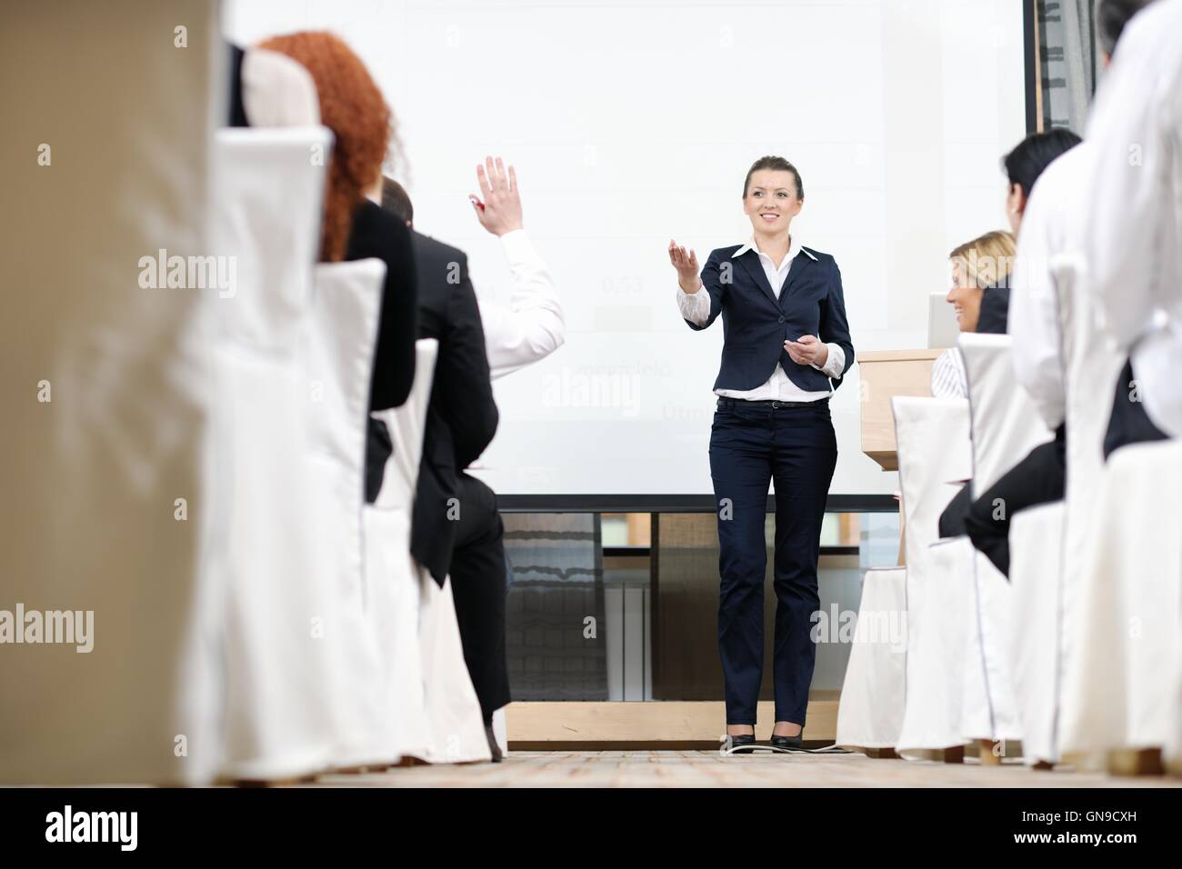 business woman giving presentation Stock Photo - Alamy