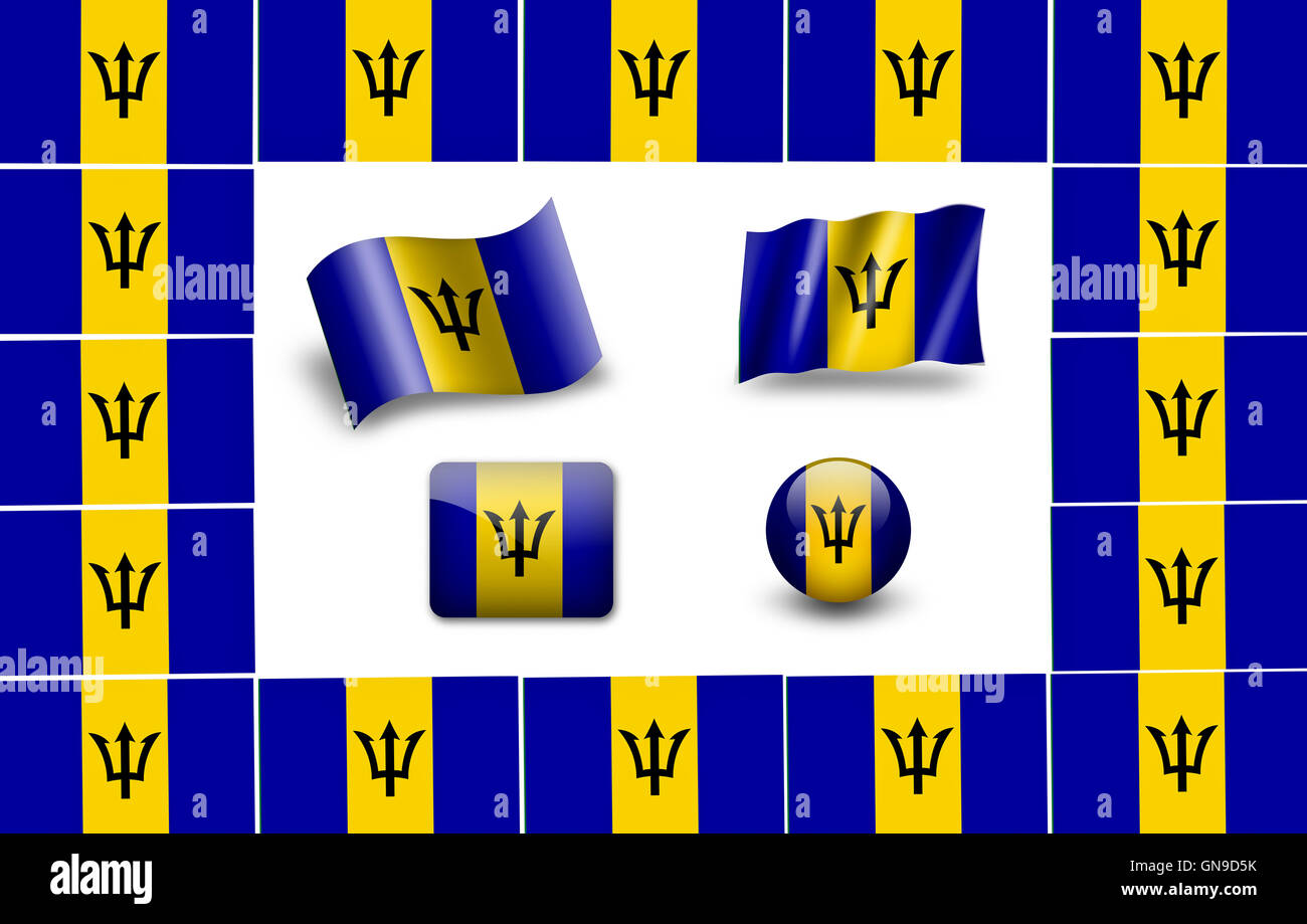 Barbados flag icon set Stock Photo - Alamy