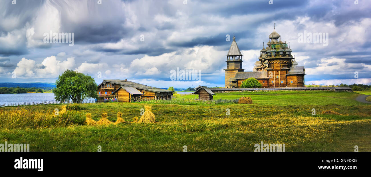 The wooden buildings of the ancient Russian architecture Stock Photo ...