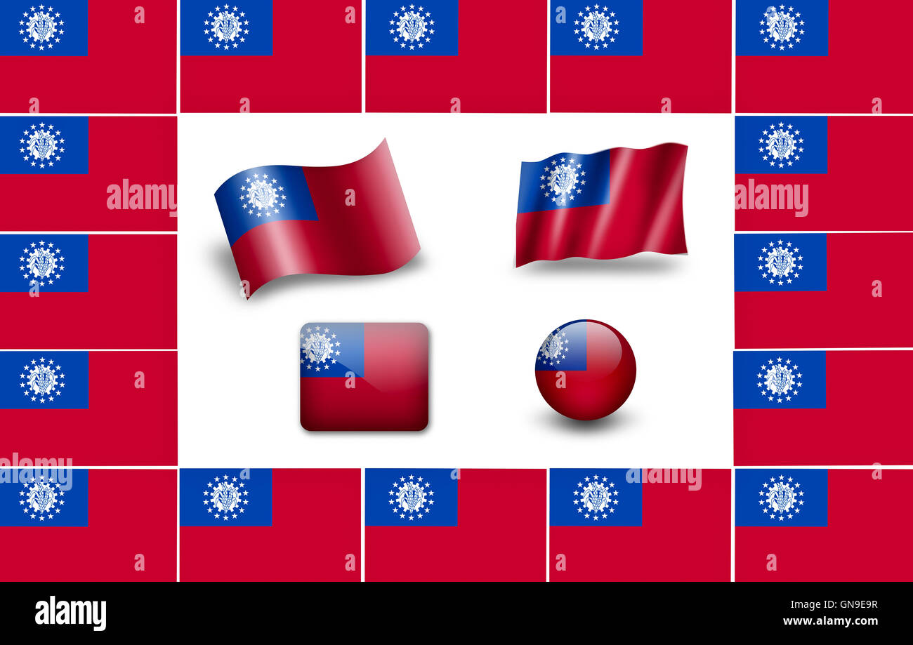 flag of Burma (Myanmar). icon set. flags frame Stock Photo - Alamy