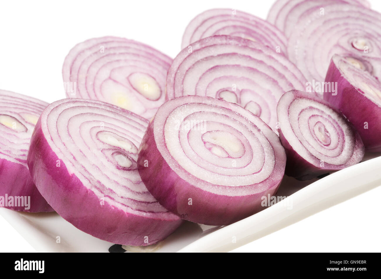 Dish with chopped red onion Stock Photo - Alamy