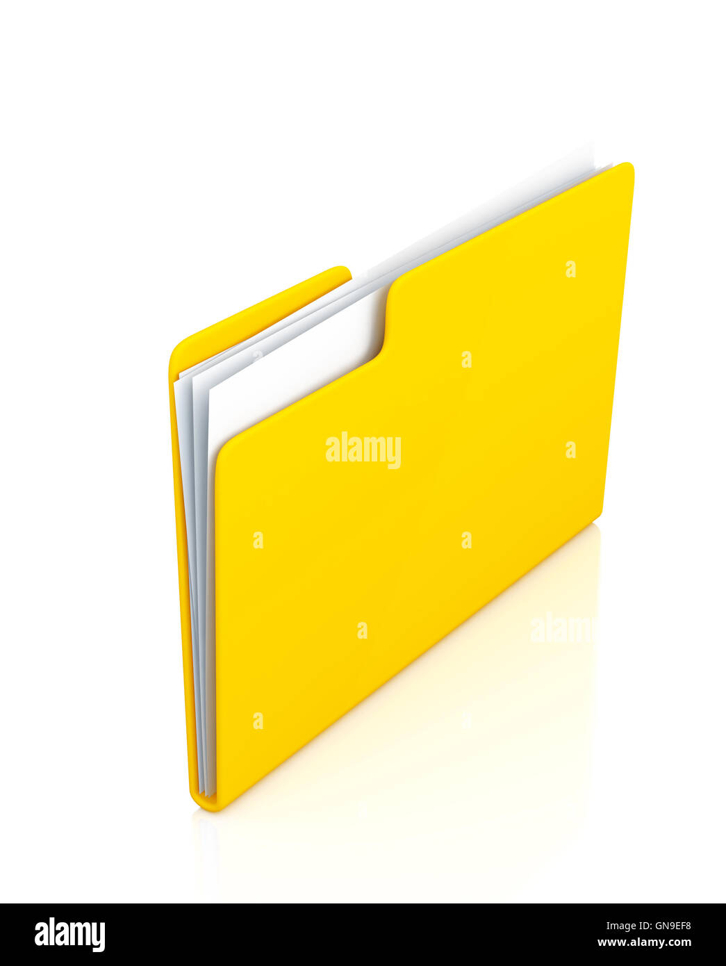 Bright yellow folder with papers Stock Photo - Alamy