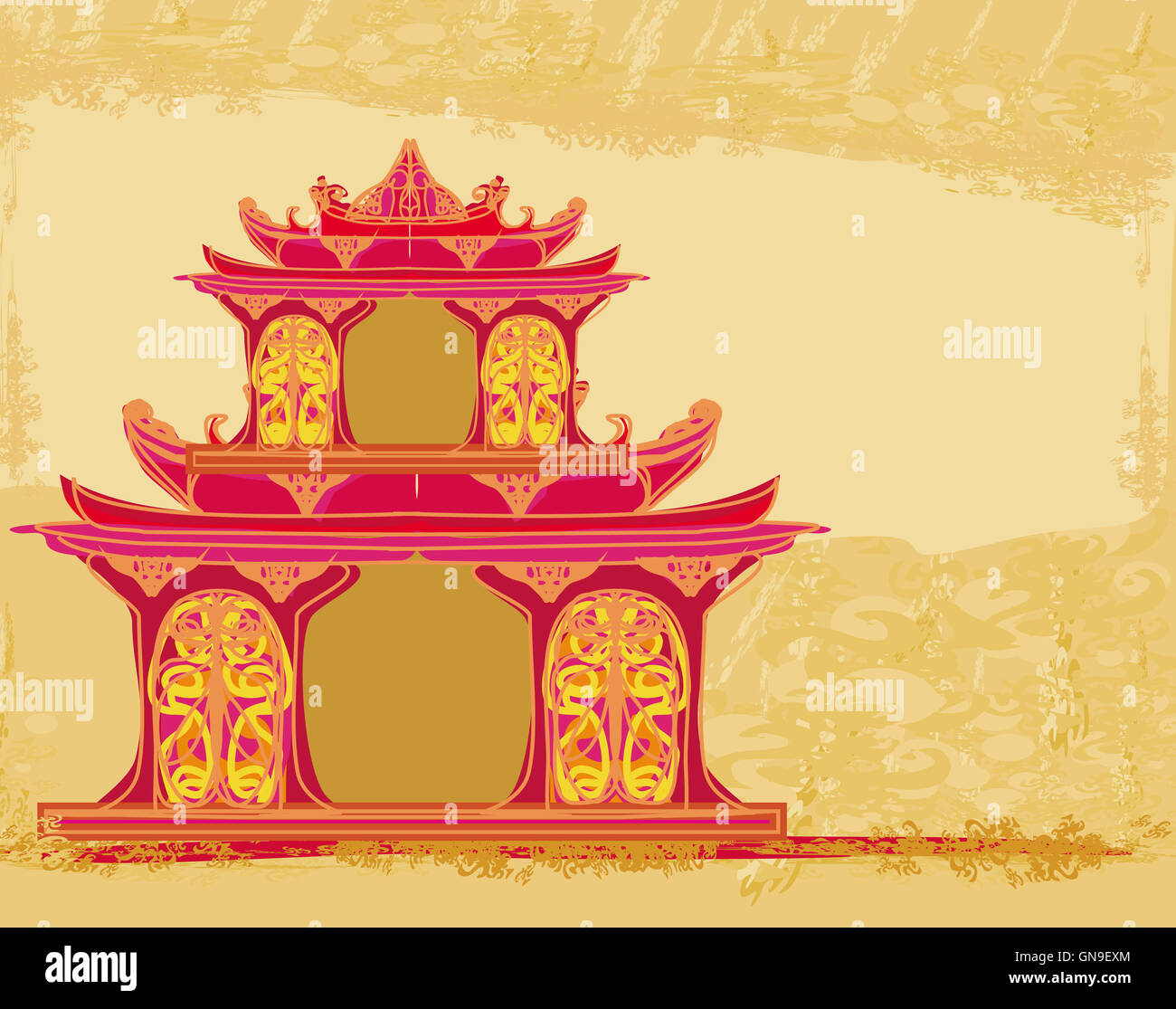 old paper with Asian Landscape Stock Photo - Alamy