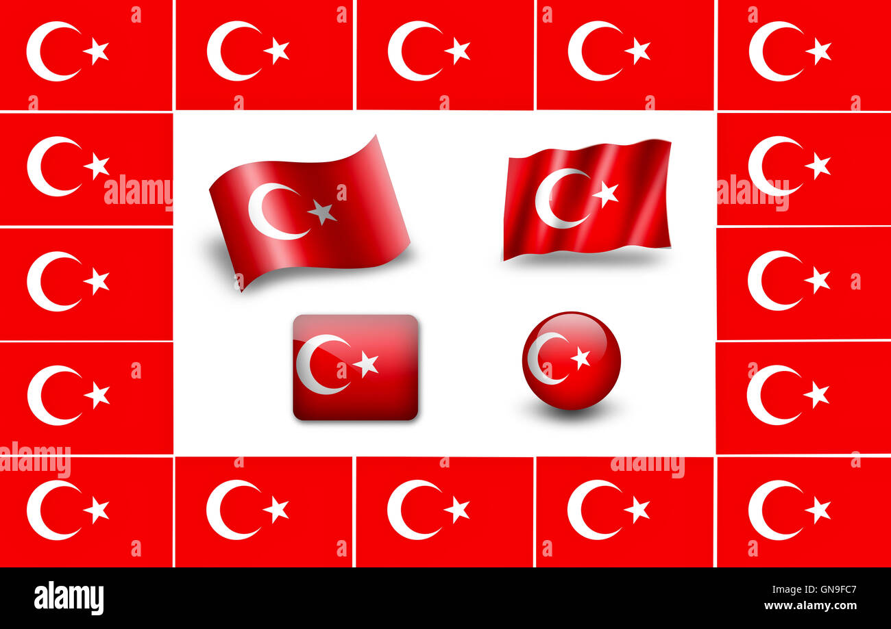 Flag of turkey. icon set. flags frame Stock Photo - Alamy