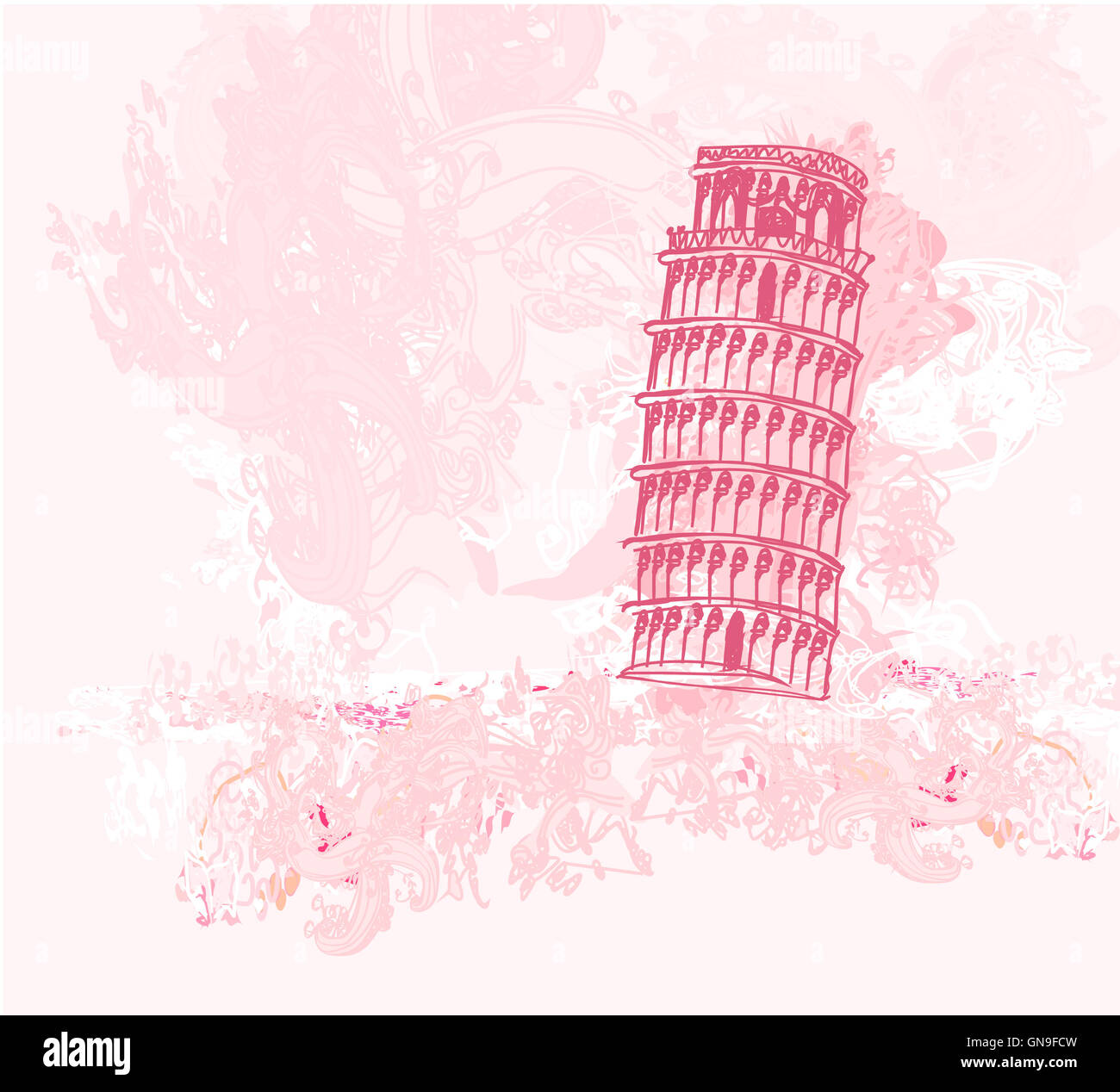 vector pisa tower grunge background Stock Photo - Alamy