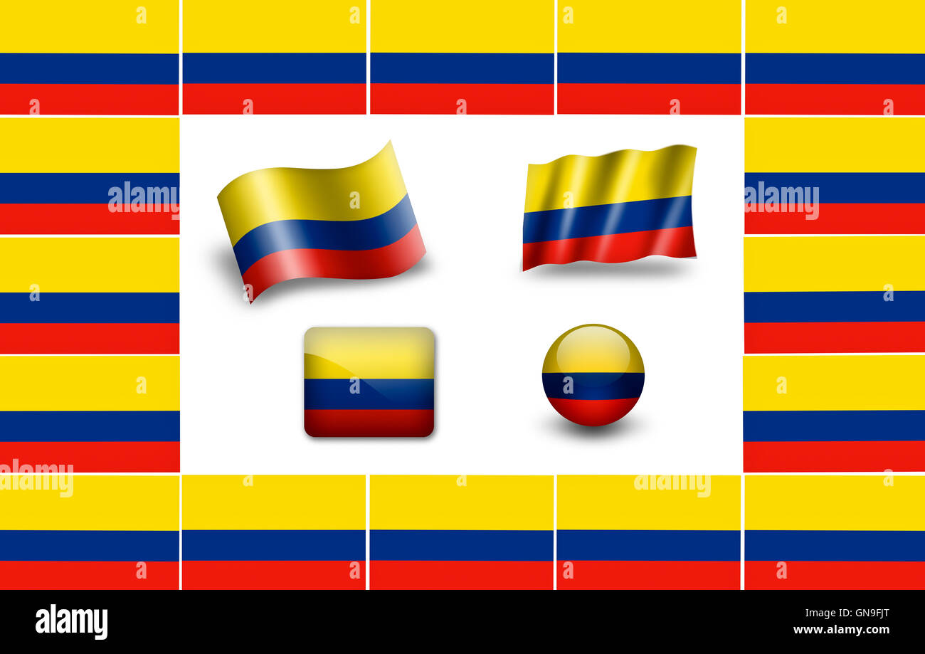 Flag of Colombia. icon set. flags frame Stock Photo - Alamy