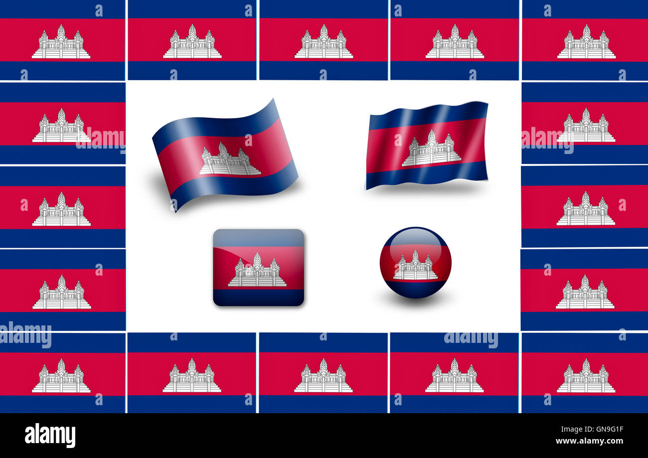 flag of Cambodia. icon set Stock Photo - Alamy