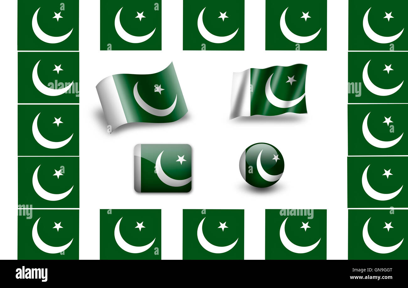 flag of Pakistan.icon set. flags frame Stock Photo - Alamy