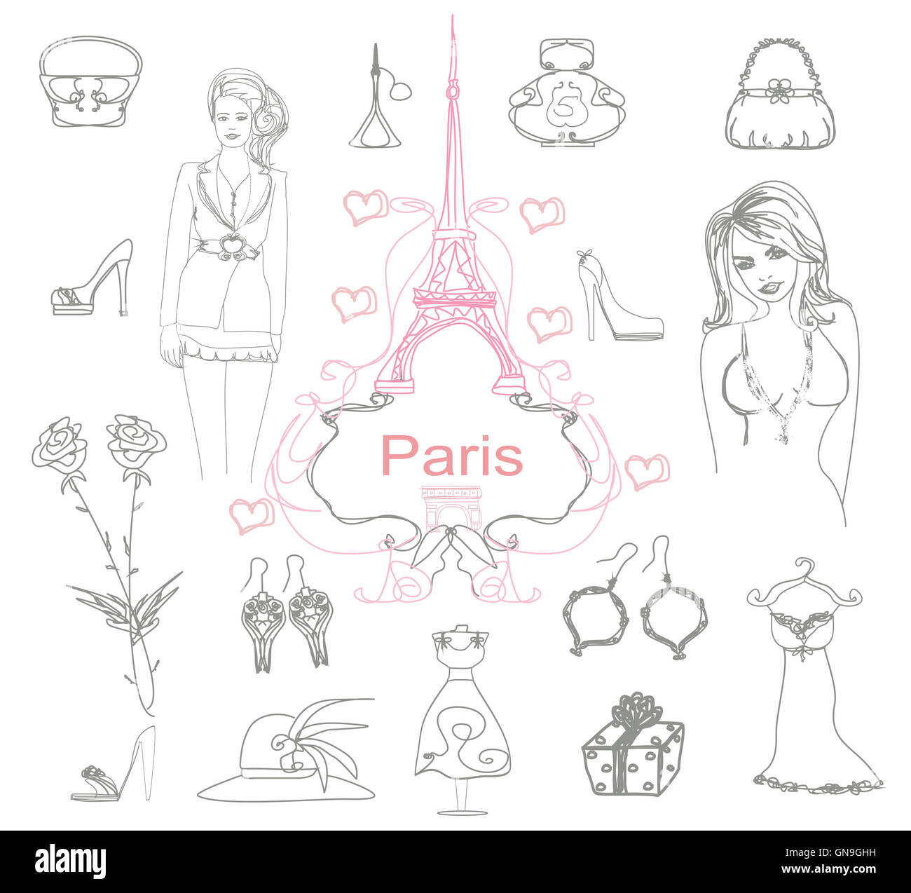 Paris doodles set Stock Photo - Alamy