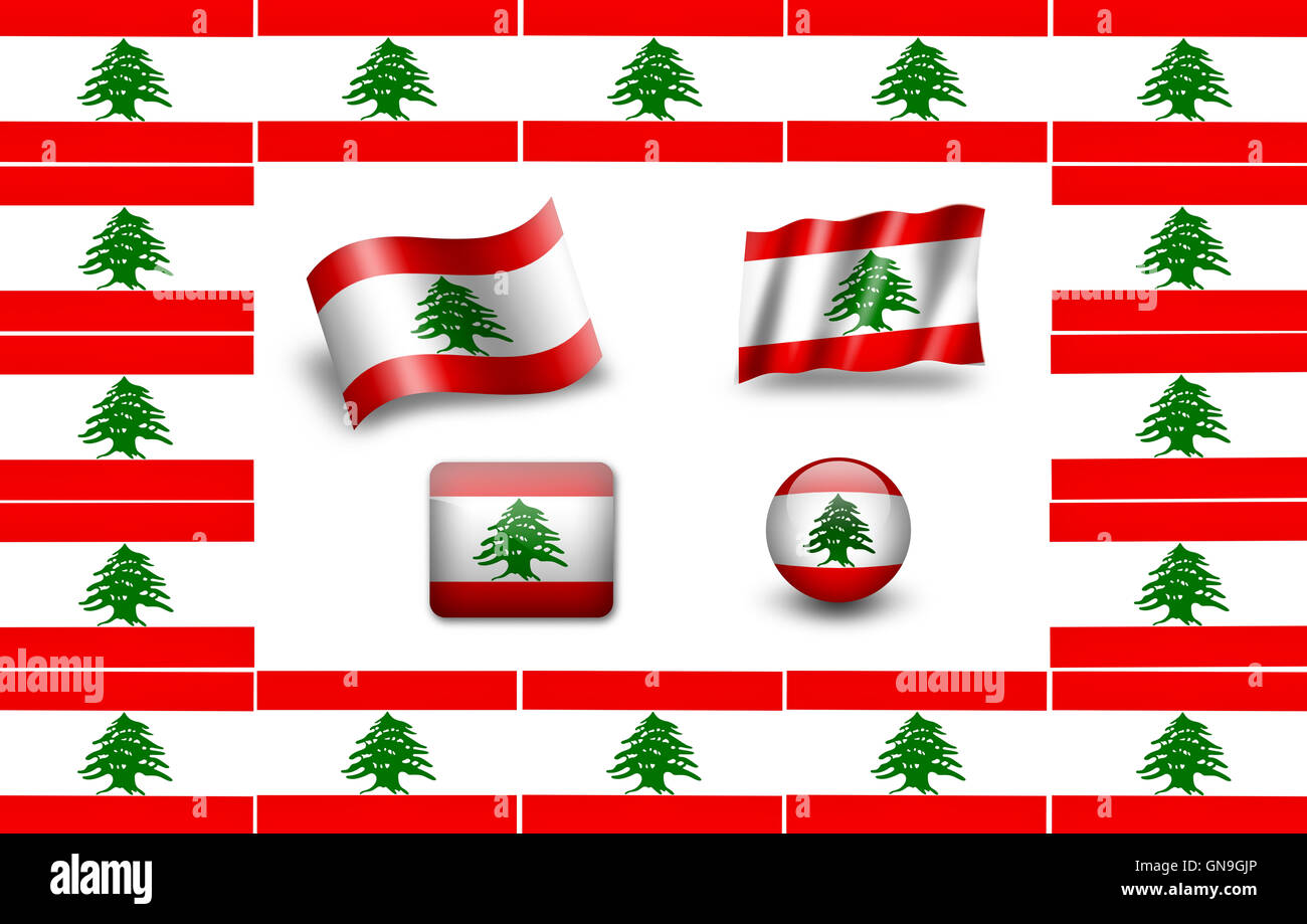 Flag of Lebanon. icon set. flags frame Stock Photo - Alamy