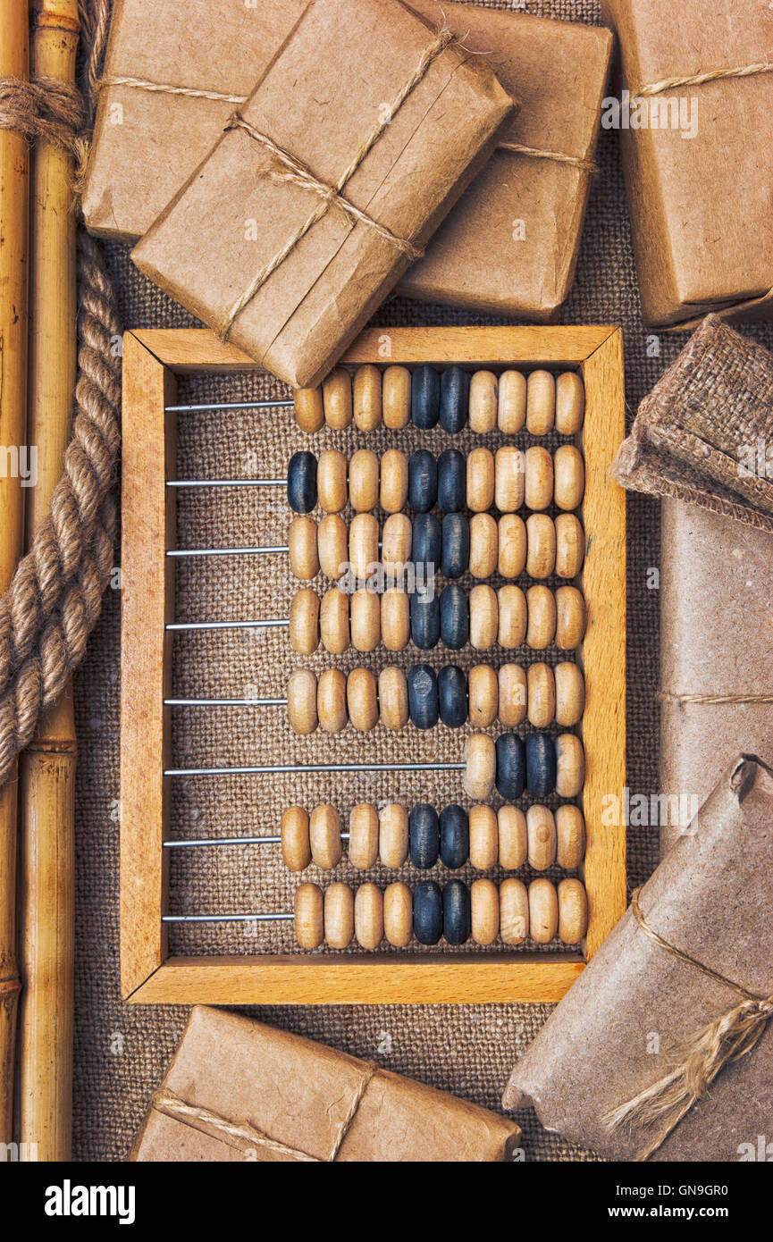 Still Life in a warehouse with abacus Stock Photo - Alamy