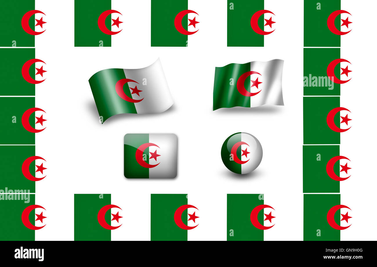 flag of Algeria. icon set Stock Photo - Alamy