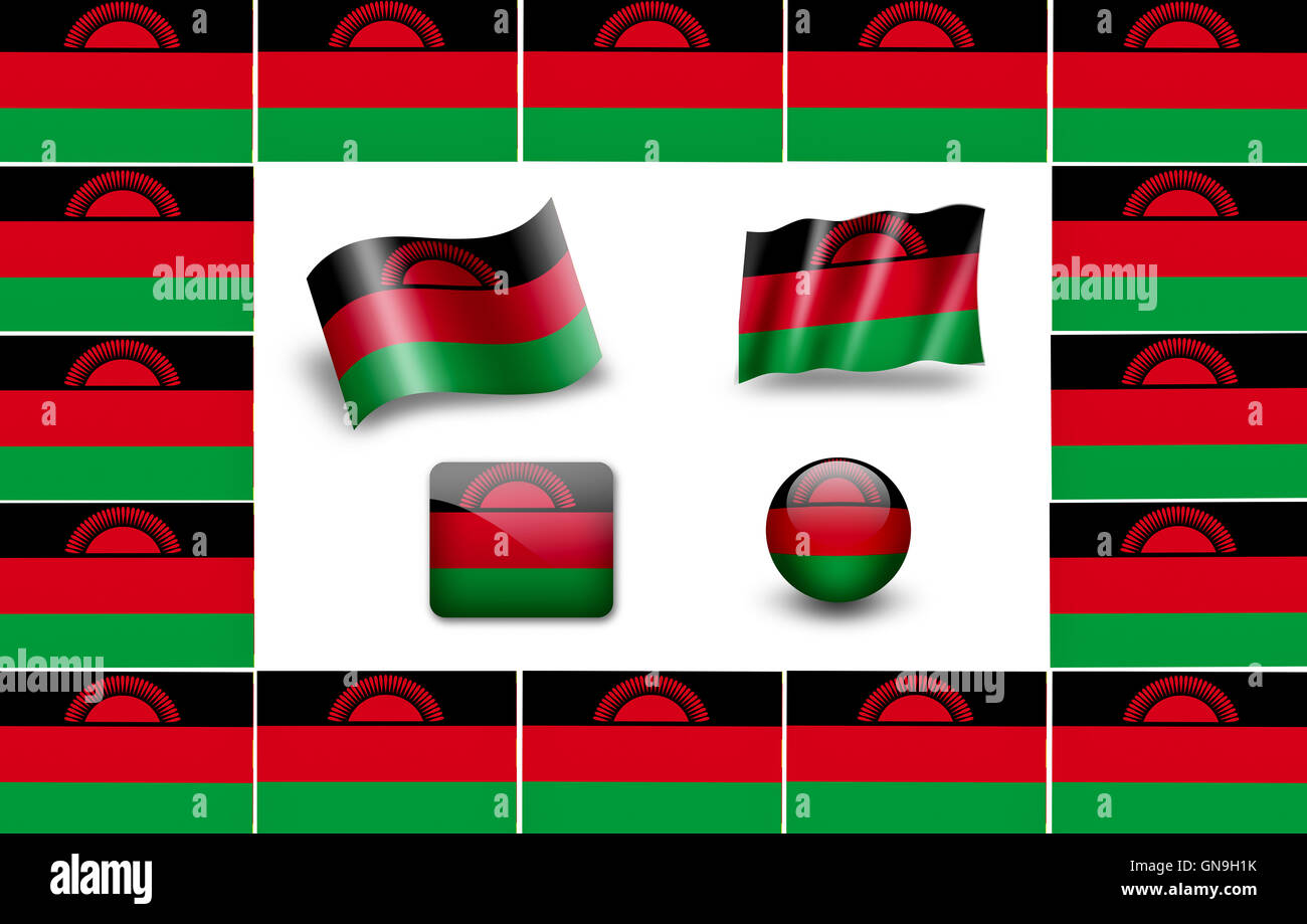 Flag of Malawi. icon set. flags frame Stock Photo - Alamy
