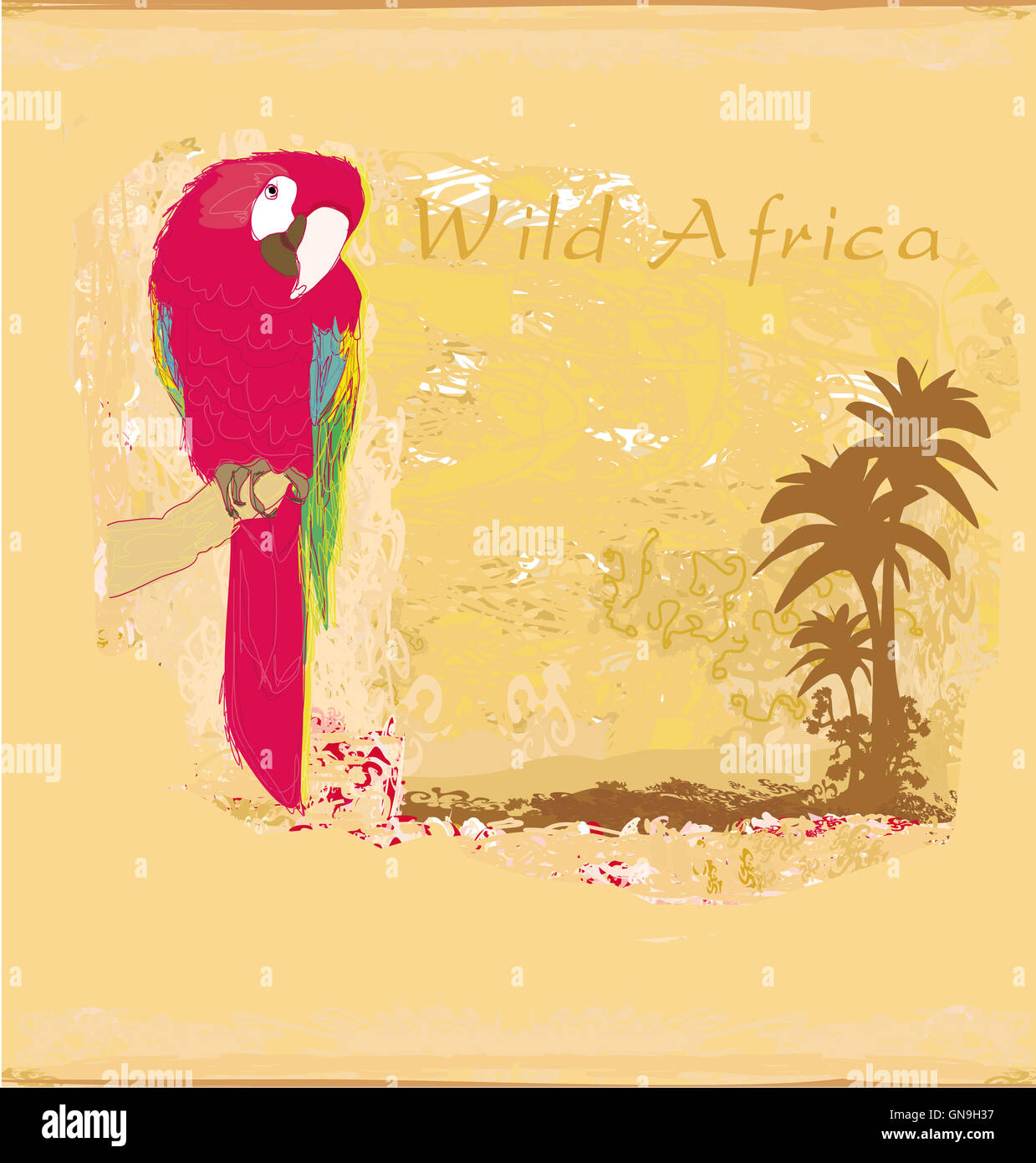 Colourful parrot bird sitting on the perch on the beach Stock Photo - Alamy